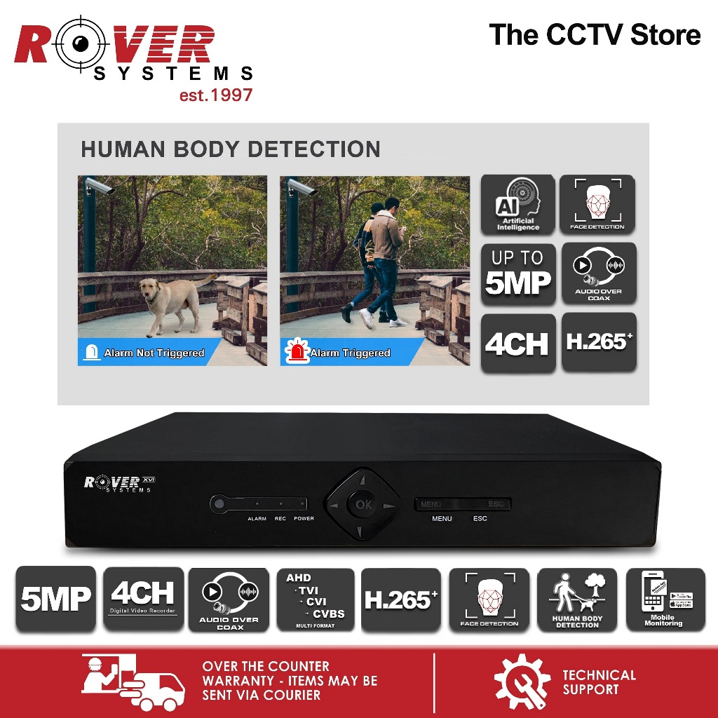 Rover Systems 4CH DVR 5MP XVI 1 SATA Non-Real Time High Definition CCTV ...