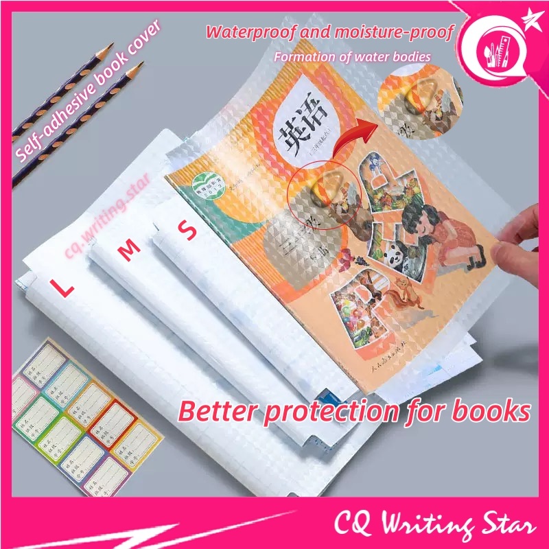 10 sheets Self-adhesive Book Wrapper transparent self-adhesive ...