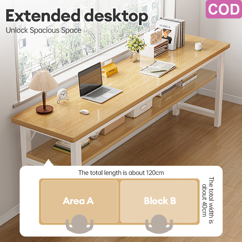 Office Table Study Table Long Computer Table Double Layer Storable ...