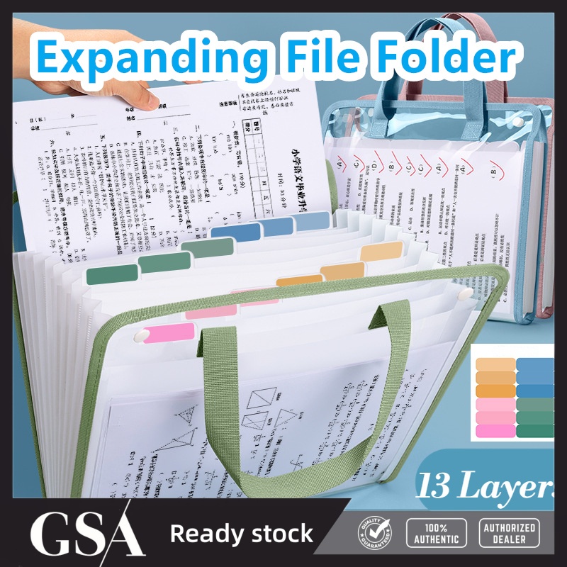 Long\A4 Size Transparent Expanding File Folder 13Pockets Paper ...