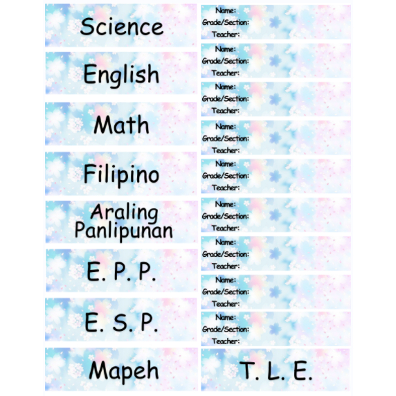 NAME AND SUBJECT STICKER SET HIGH QUALITY | Shopee Philippines