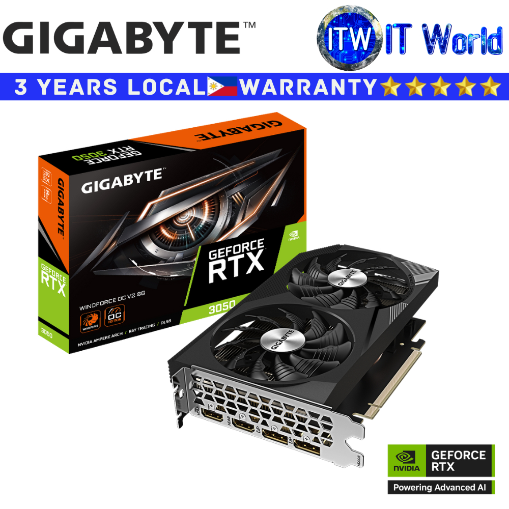 Itw | Gigabyte RTX 3050 8GB GDDR6 OC WINDFORCE V2 Geforce Graphic Card ...