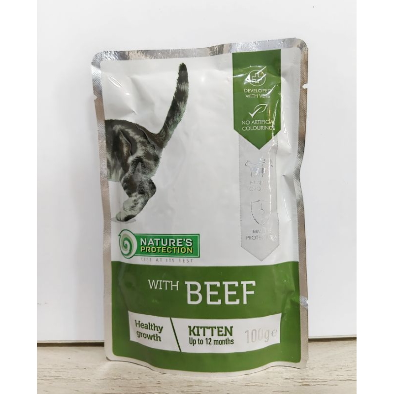 Nature's Protection Healthy Growth Kitten with Beef 100g | Shopee ...