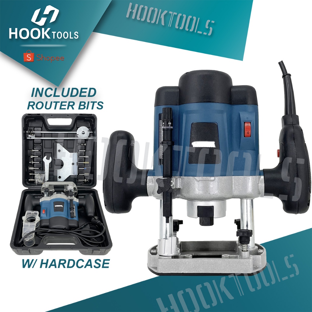 HOOK MK 1200W 8/6mm Electric Palm wood Router with 12pcs/set Bits (W ...