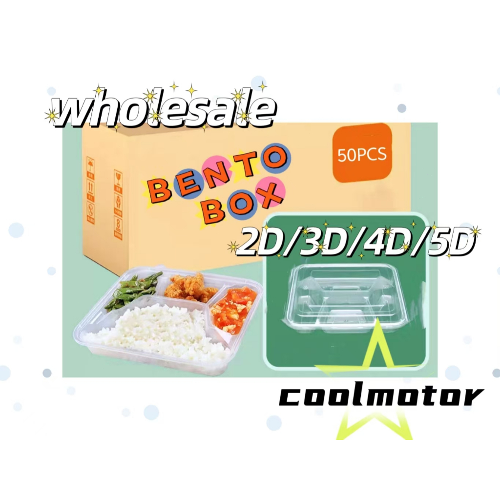 Food box[2/3/4/5D] 50/100 pcs bento box microwaveable bento lunch box ...