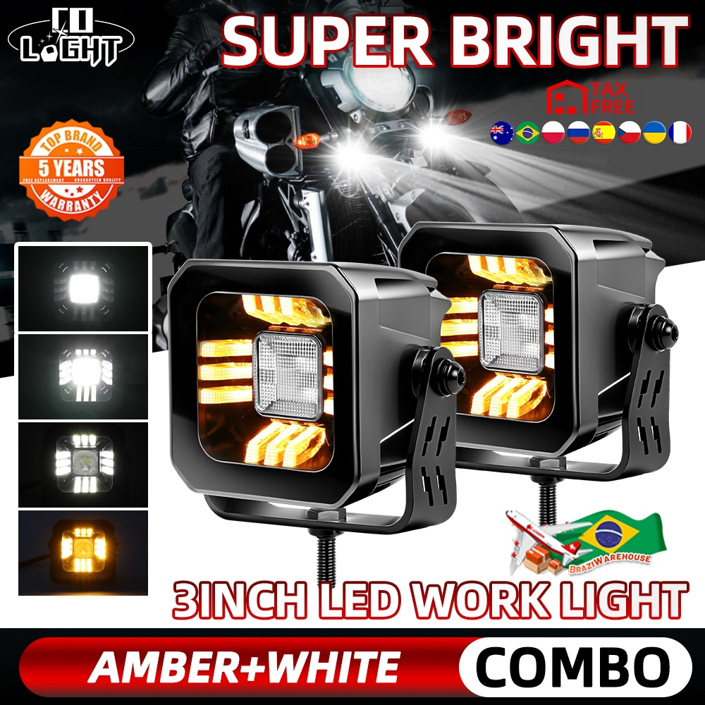 3 inch LED Pod Work Lights Spot Flood Combo 3500K DRL LED Fog Driving ...