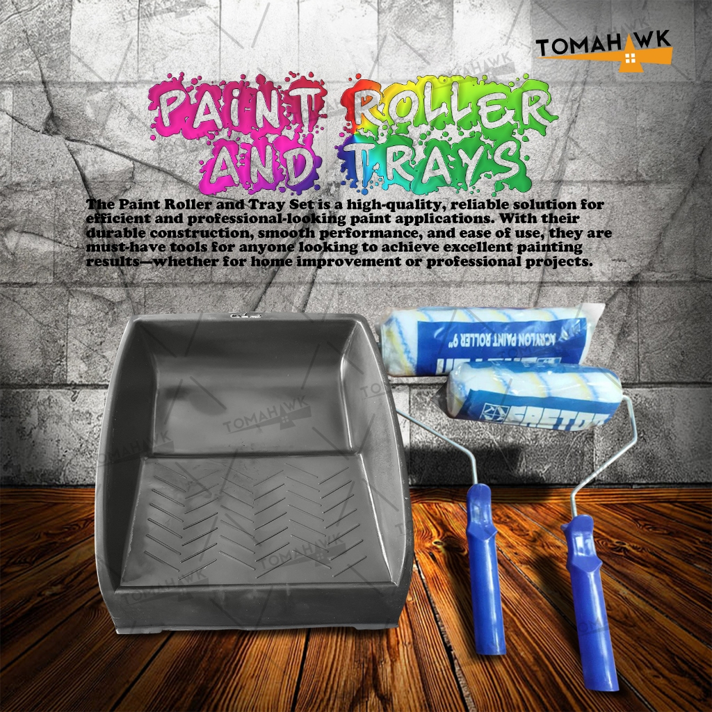 TOMAHAWK PVC PAINT ROLLER AND TRAYS HEAVY DUTY BLACK COLOR | Shopee ...