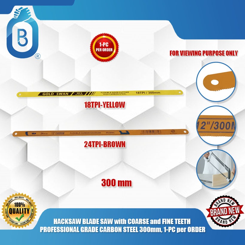 HACKSAW BLADE SAW with COARSE and FINE TEETH PPROFESSIONAL GRADE CARBON ...