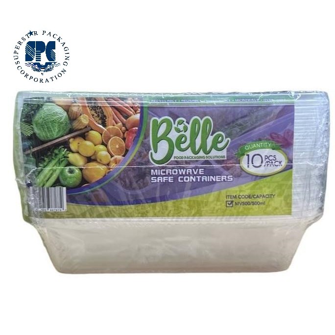 Belle RE-500 Microwavable Container 500mL (Rectangular) (10pcs/pack ...