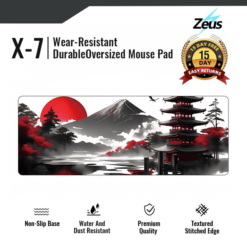Zeus Japanese Large Mouse Pad Riverside Full Moon Extended Desk Mat ...