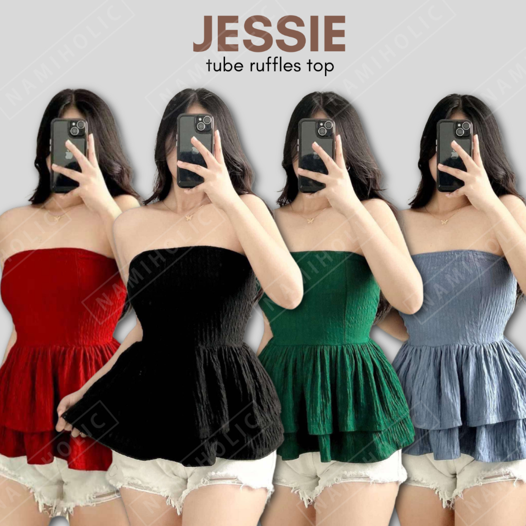 Namiholic Jessie Tube Ruffless Top I Bark Crepe Fabric I XS to SMALL ...