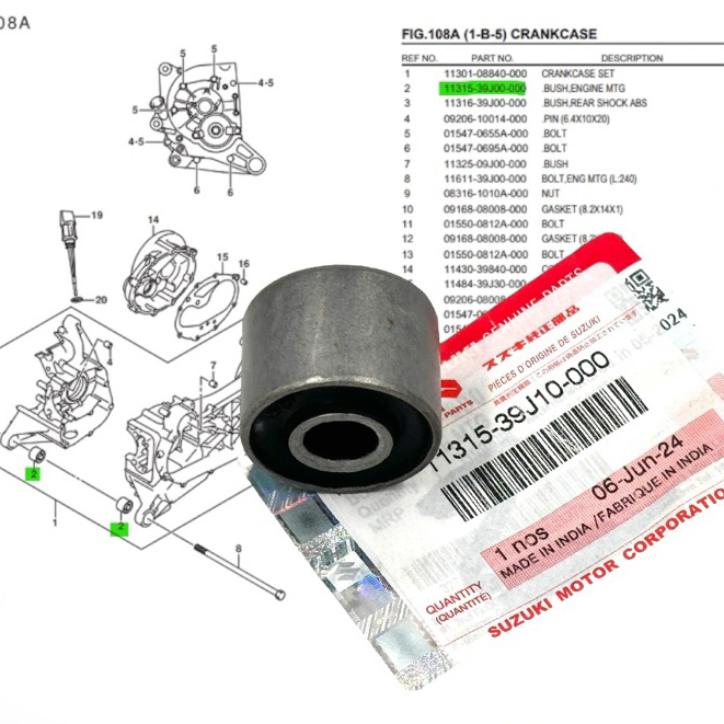 SGP BUSHING, ENGINE MOUNTING BURGMAN 125 11315-39J10-000 (Sold per ...