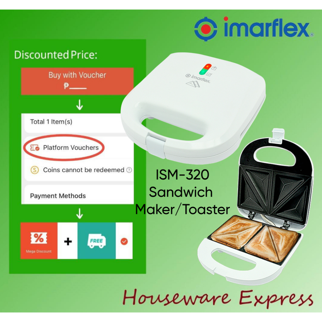 Imarflex ISM-320 Quick Toast Sandwich Maker ISM320 (Houseware Express) | Shopee Philippines