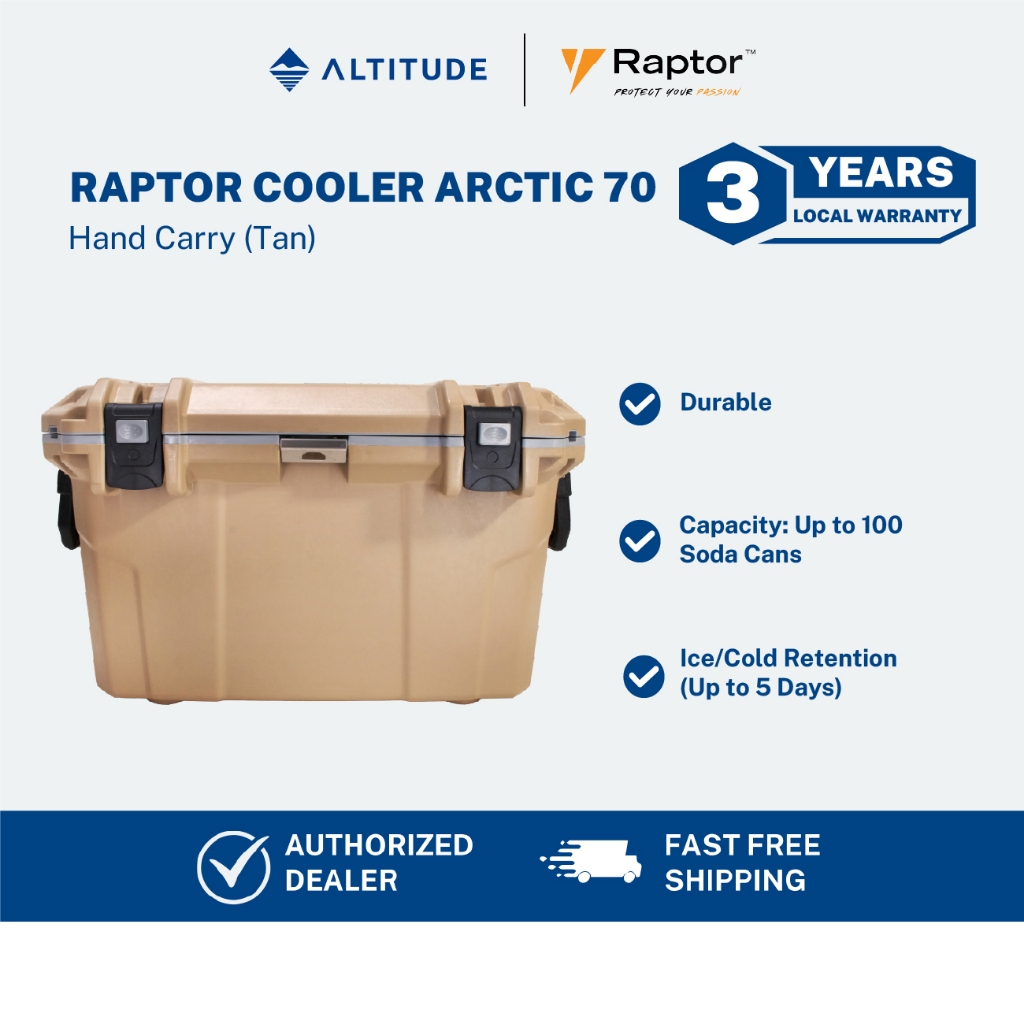 Raptor Cooler Arctic Hand Carry 70 Camping Ice and Water Coolers Box ...