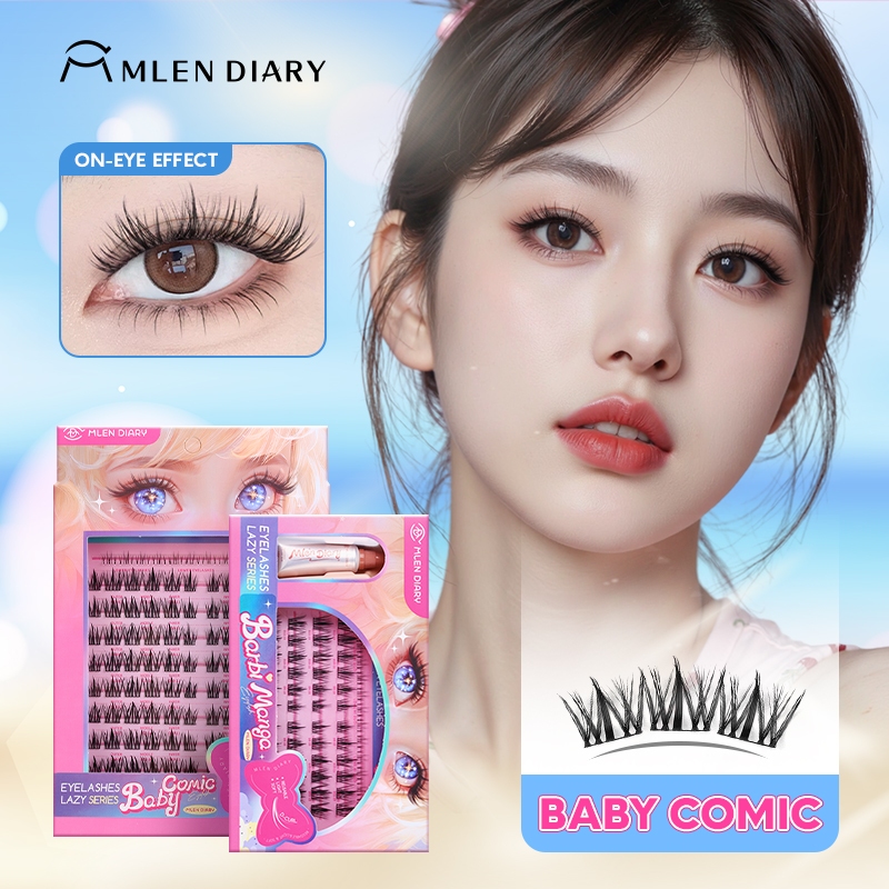 MLEN DIARY False Eyelashes With Glue Segmented Cluster Lashes Reusable ...