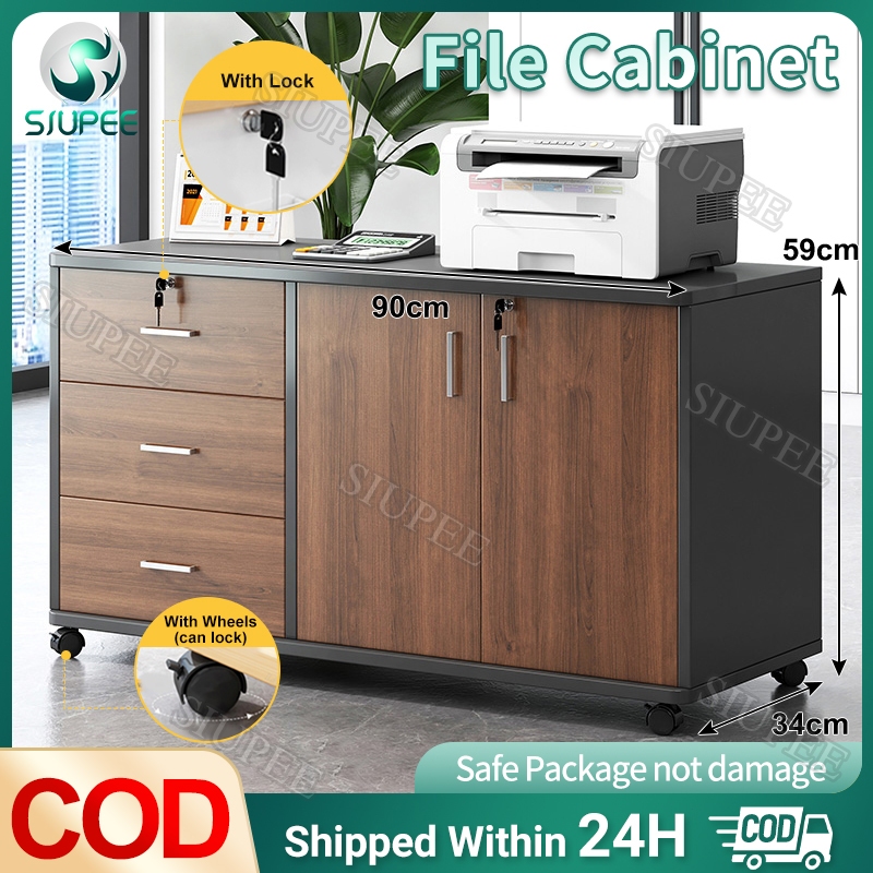 【COD】Home Office File Cabinet With Lock Wooden Lockable Data Storage ...