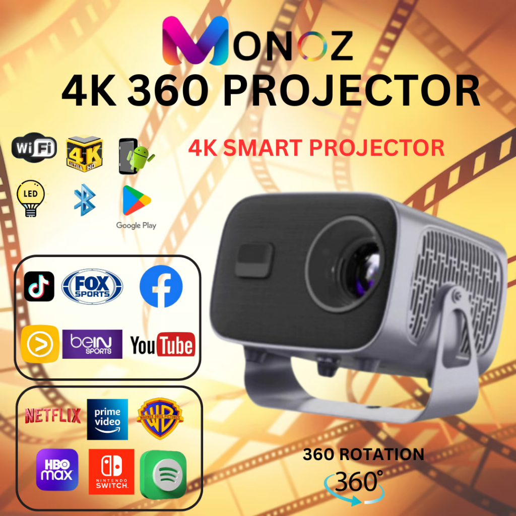 MONOZ A10 Portable Projector 4K HD Android Version Projector for phone ...
