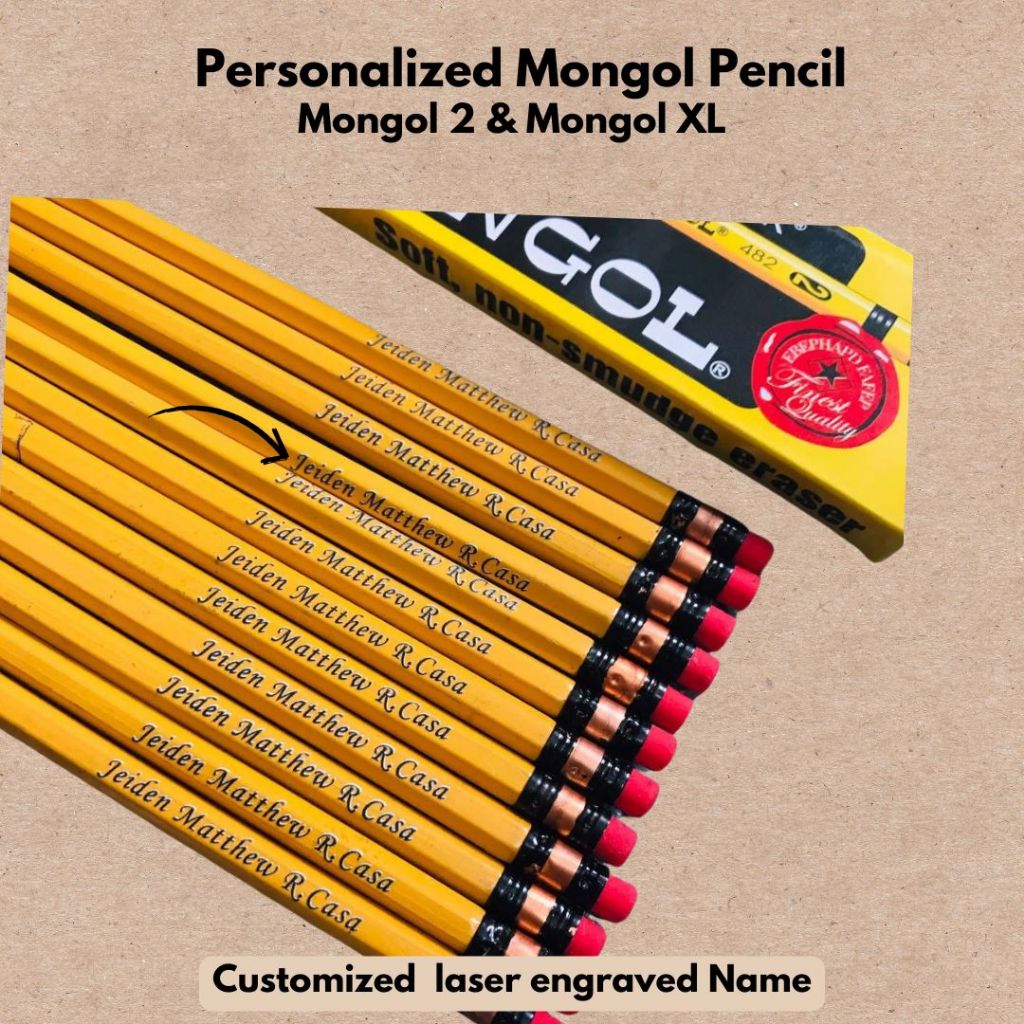 Personalized Mongol Pencil with Laser Engraved Name BacktoSchool 1PC ...