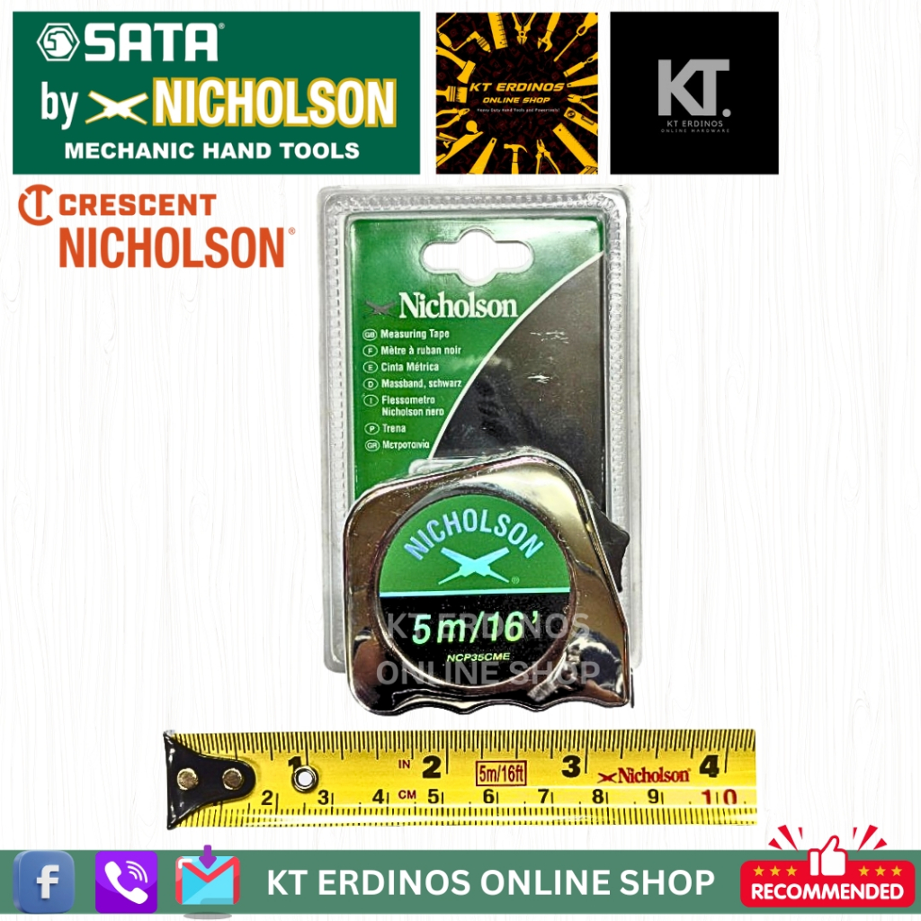 Original Nicholson 5 Meters Tape Measure / Measuring Tape Heavy Duty ...