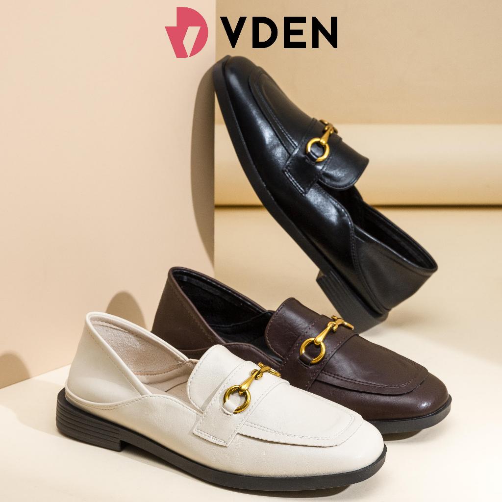 VDEN Ladies Shoes Genuine Leather Loafers Women Shoes Mid Heel Square ...
