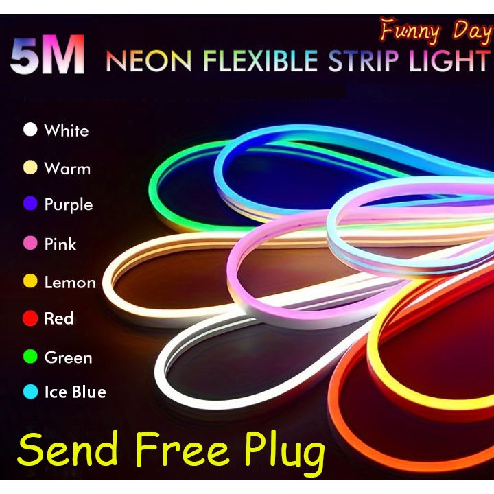 5M LED Strip Light Waterproof Colorful COB 220V tape lights Outdoor ...