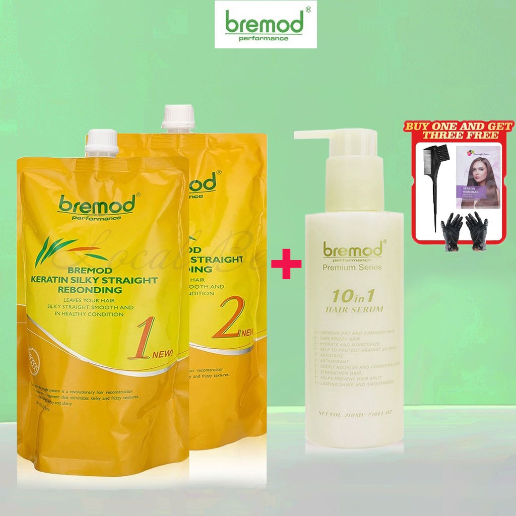Bremod Keratin Silky Hair Rebonding Set Cream with Bremod 10 IN 1 Serum ...