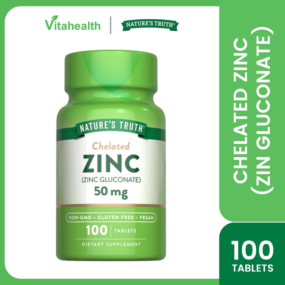Nature's Truth Zinc Gluconate 50 mg | Chelated 100 Tablets | Shopee ...