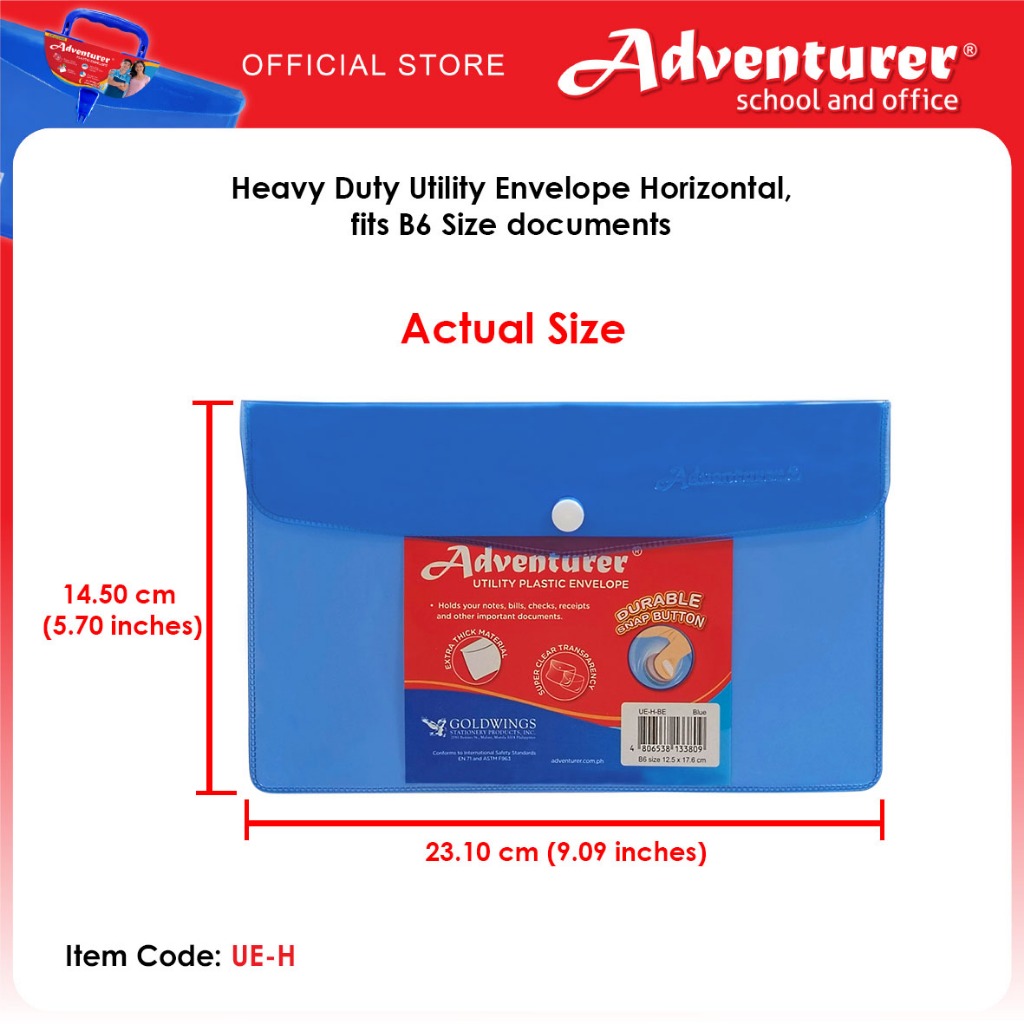 Adventurer Heavy Duty Utility Envelope Horizontal, fits B6 Size ...