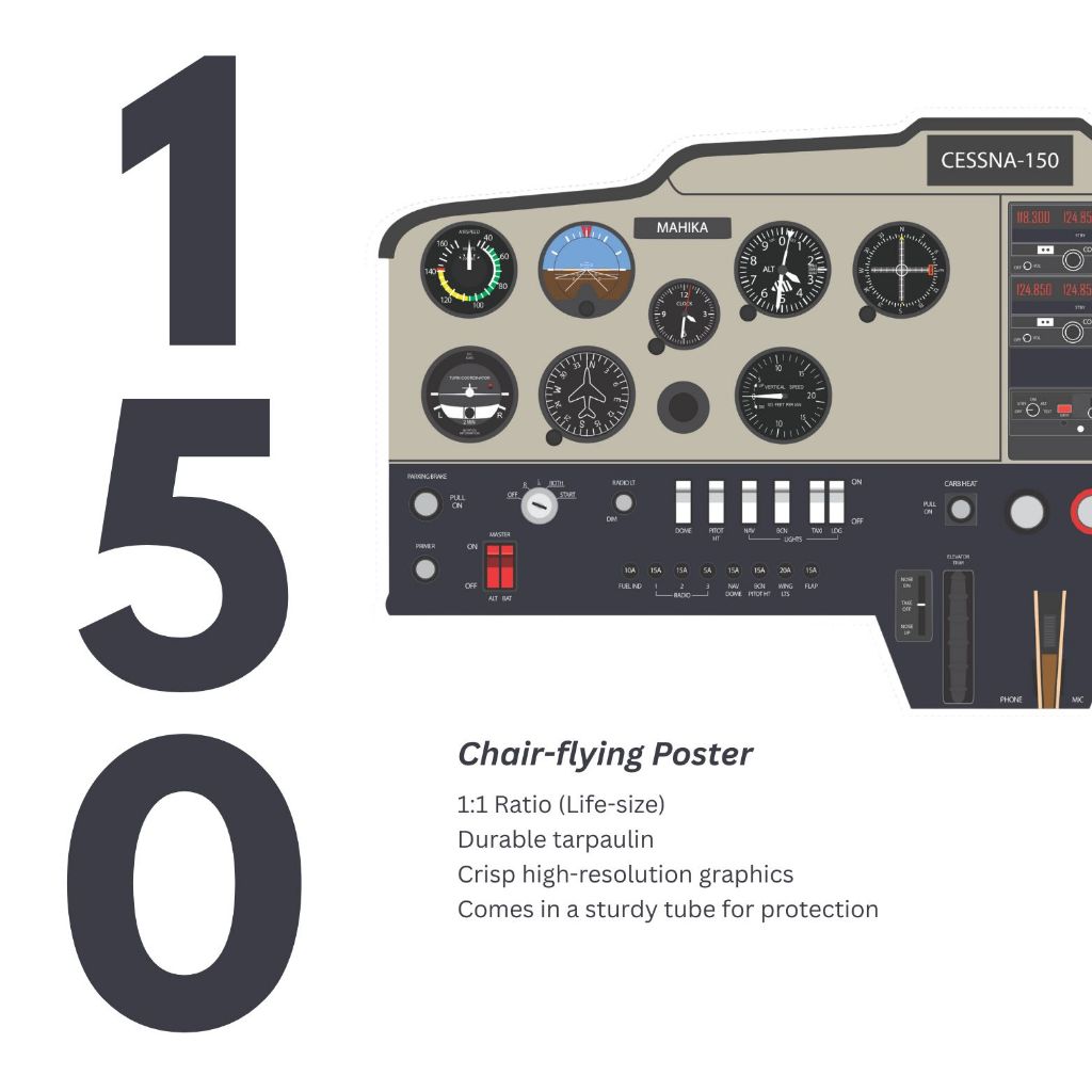 Cessna 150/152/172 Cockpit Poster – Chair Flying & Pilot Training Wall ...
