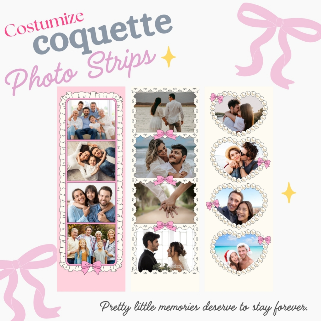 Customized Photo Strips Coquette Design, PersonalizePhoto Strips, Cute ...