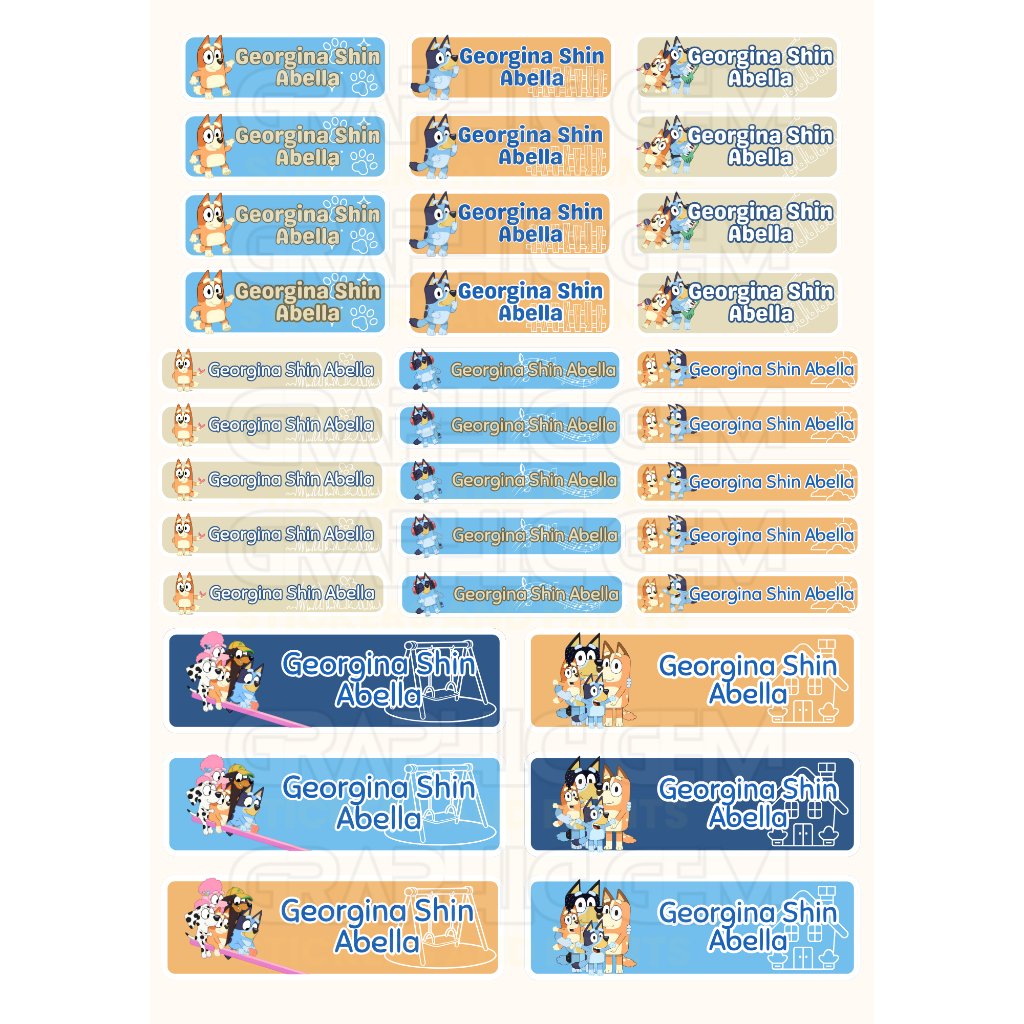 33 pcs Gloss-laminated Vinyl Sticker Name Labels | Waterproof and ...