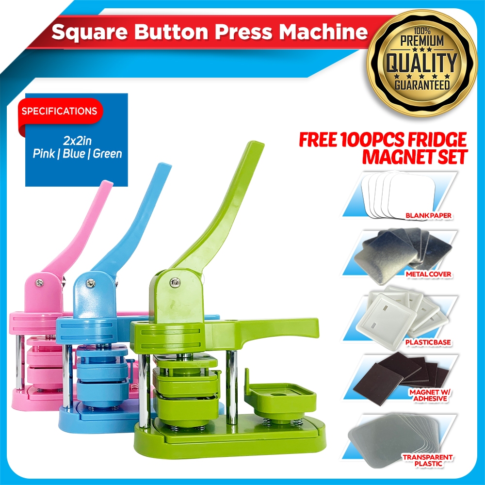 Square Button Press Machine 50mm with Fridge Magnet 100set (2inch ...