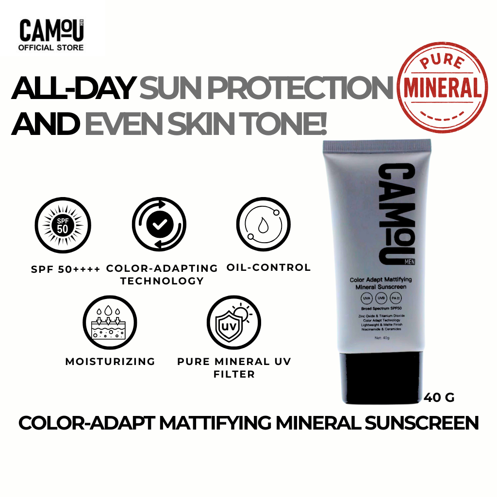 Camou Color Adapt Mattifying Mineral Sunscreen SPF50 Niacinamide ...