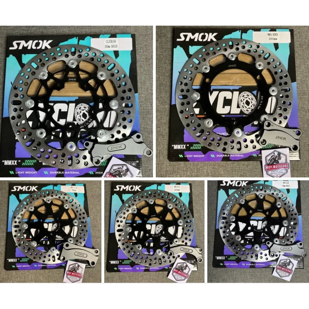 Smok Zyclone Big Disc W/ Bracket 260mm for Click/Nmax/Aerox/Mioi125/MioSporty/Sniper150/155 ...