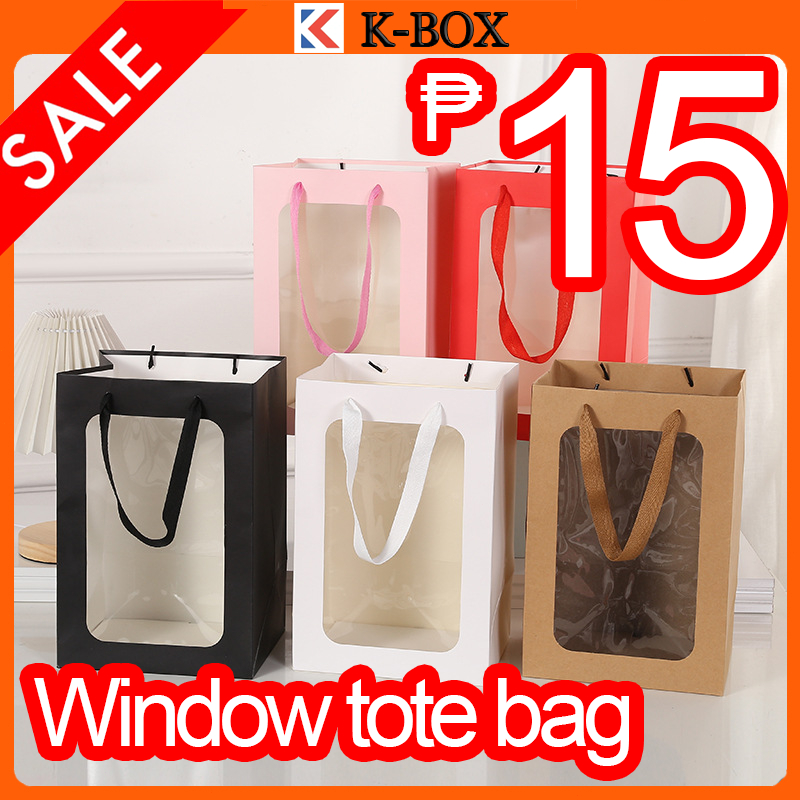 Paper Bag Window Clear Window Gift Bags for Stuff Toys Flower Bag Gift ...