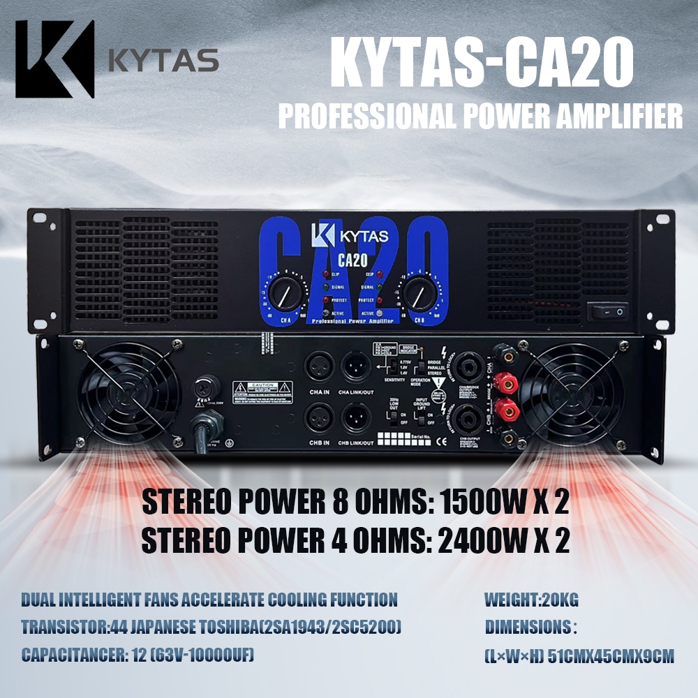 KYTAS CA20-2U high power professional amplifier 2 channels × 1500watts ...