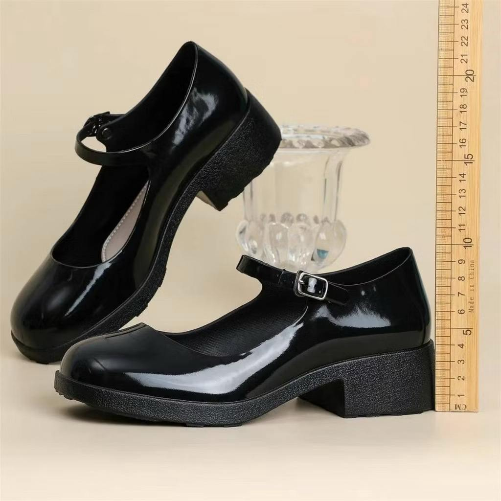 Fashionable Rubber Black Shoes with Heels for Girls (KIDS,TEENS,ADULT ...