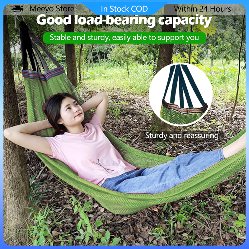 Outdoor Travel Ice Silk Mesh Hammock Anti-Rollover Swing Hanging ...
