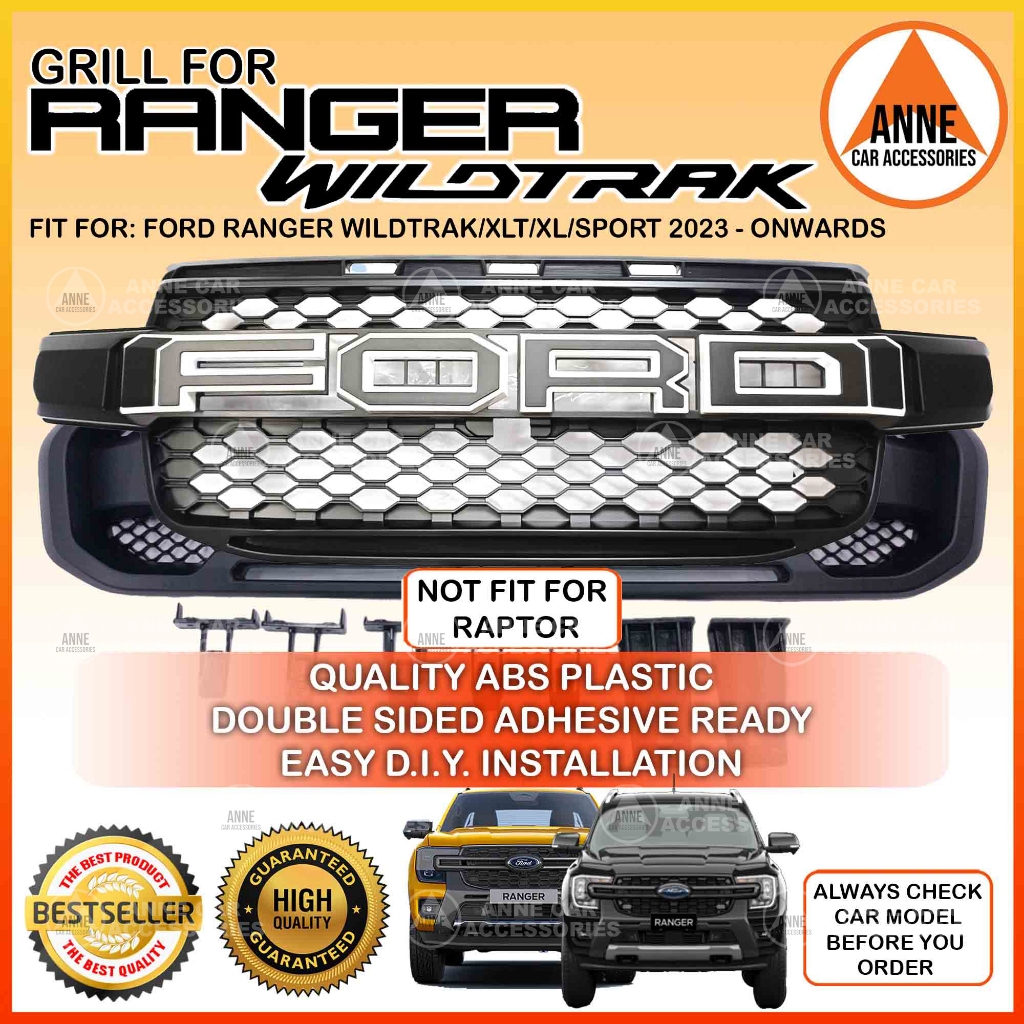 Car Front Grill for Ford Ranger Wildtrack / XLT / XL / Sport 2023 ...