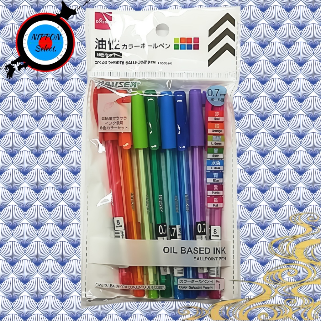 8-Color Oil-Based Ballpoint Pen Set –0.7mm Bold Point | Shopee Philippines