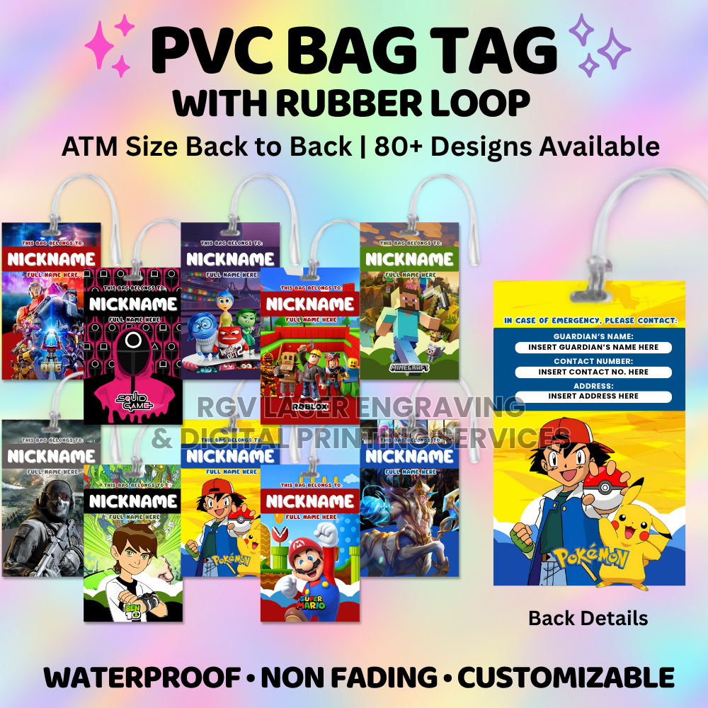 [BOY DESIGNS] PVC Bag Tag with FREE Rubber Loop Back to Back - rgv ...