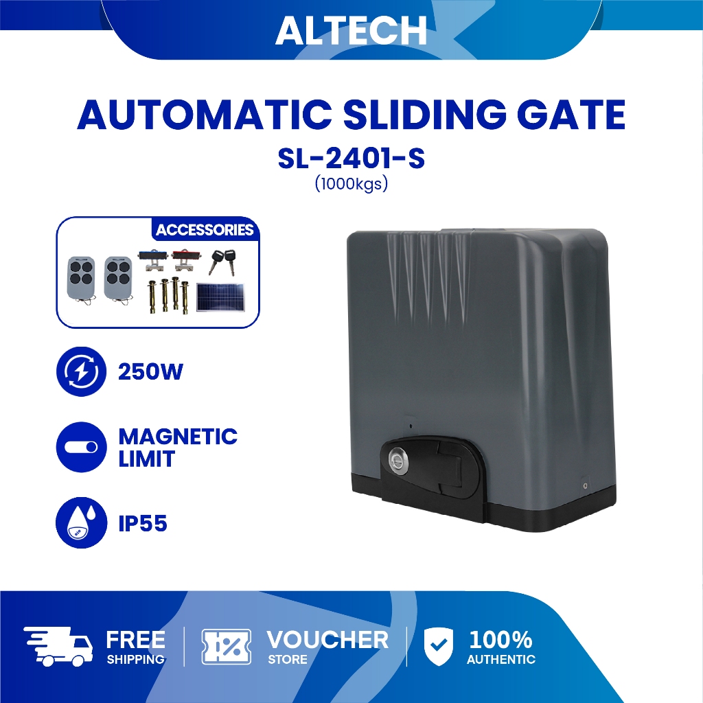 ALTECH 1000KG Sliding Gate Opener with Built-in Battery Powered by ...