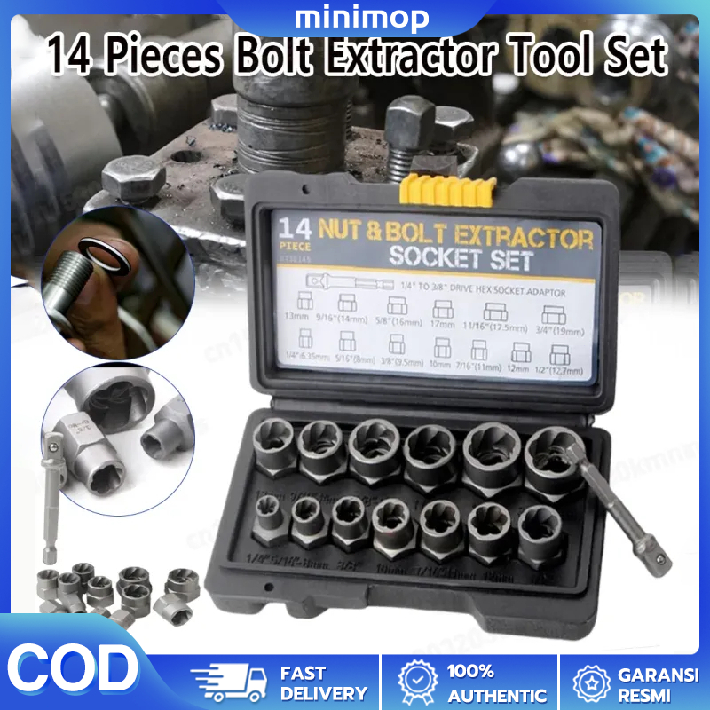 14Pcs Nut & Bolt Extractor Socket Set Nut Remover Set Stripped Lug Nut Remover Tool Set | Shopee ...