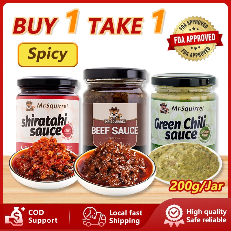 【Buy 1 Take 1】200g/Jar Spicy Flavor Chili Garlic Oil Hot Sauce Beef ...