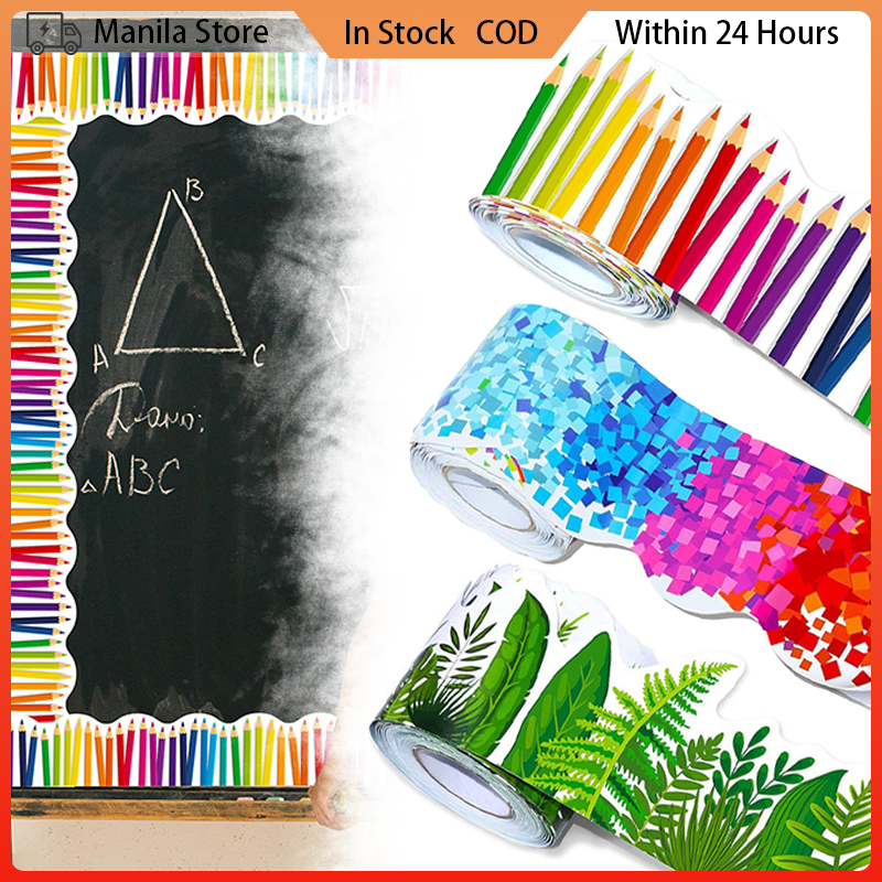 Self Adhesive Bulletin Board Borders Colorful Rolled Border Trim For ...