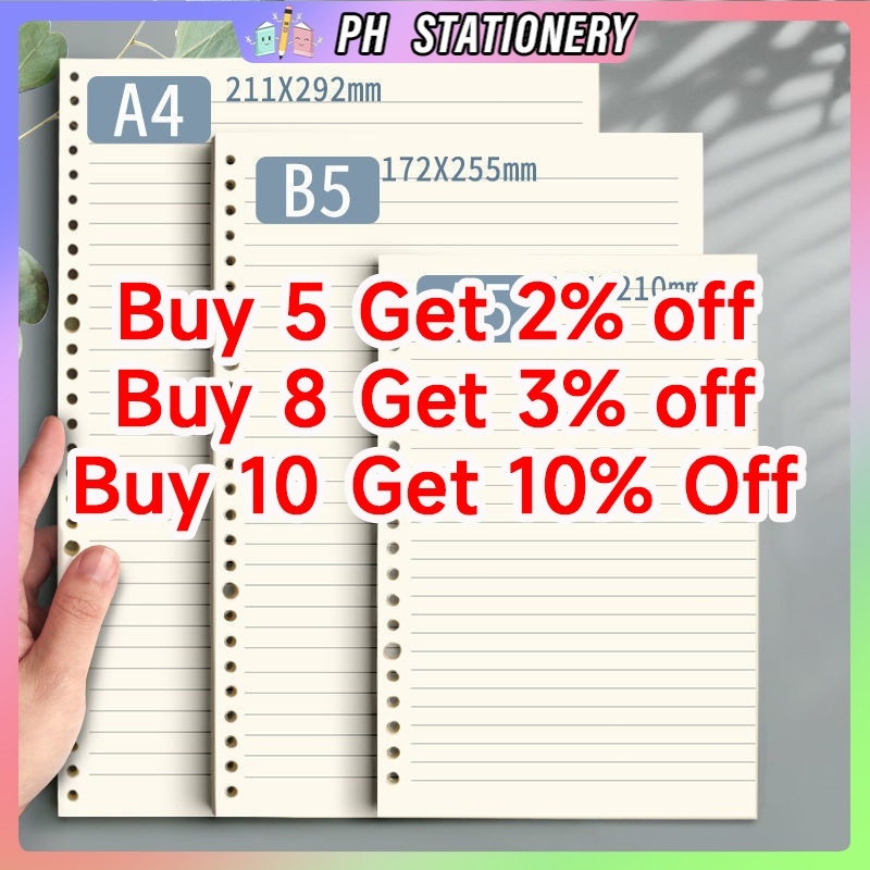 A5/B5/A4 Refill Pages/ Loose Leaf Binder Notebook Refill 20/26/30 Holes 60 Sheets W55 | Shopee ...
