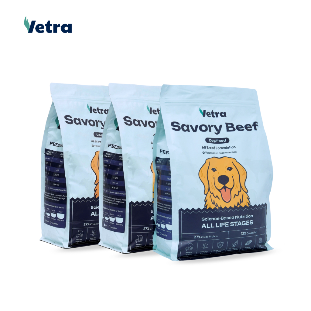 Vetra Bundle 9kg - Dry Dog Food Savory Beef - All Breeds and Ages (3kg ...