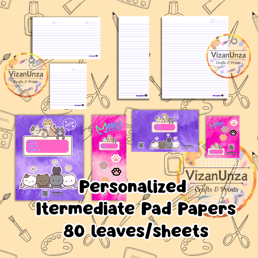 Personalized Intermediate Pad Paper Grade 5 to 10 / 80 leaves and All 4 ...