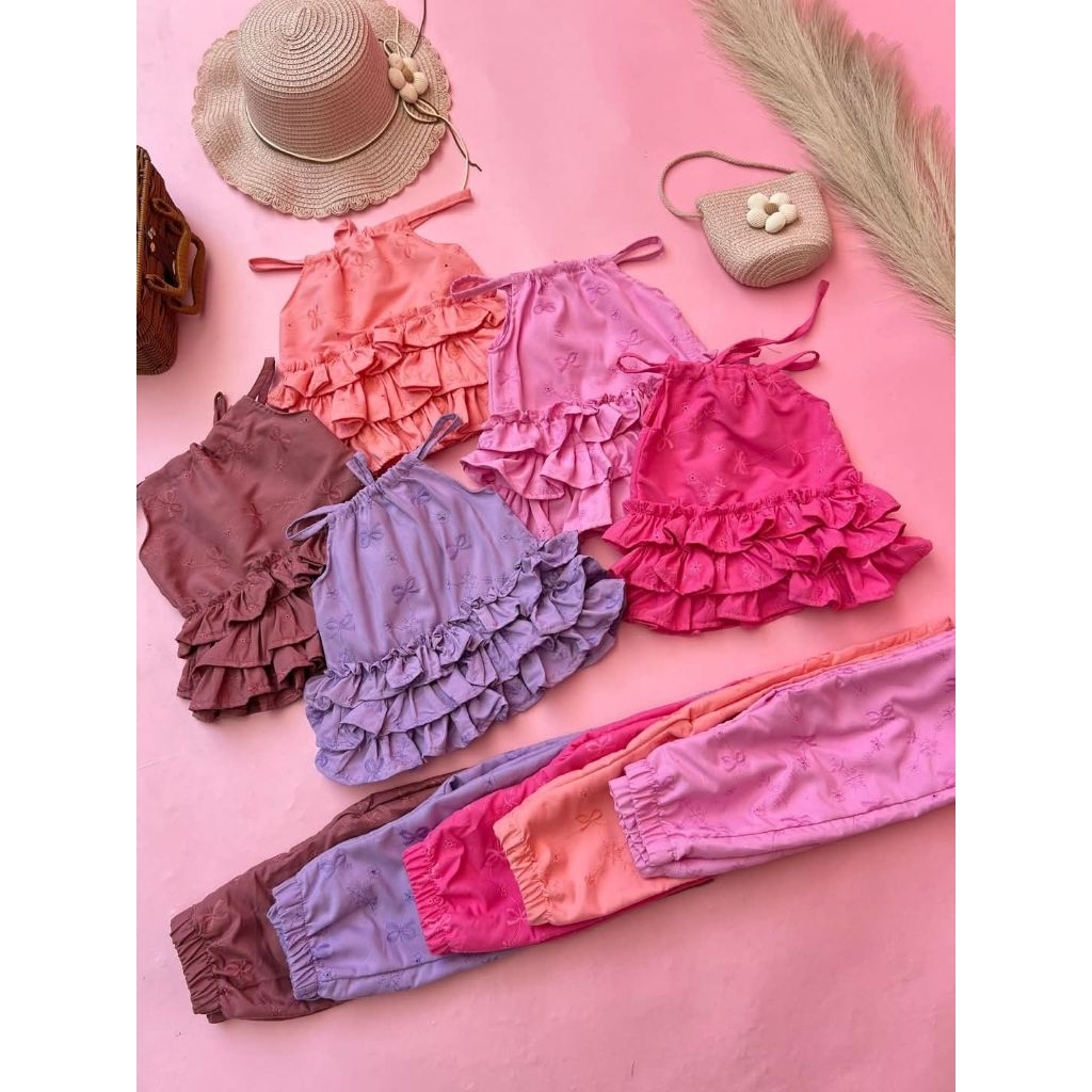 Little Vella Eyelet Boho Layered Halter Top with Square Pants ( 6 Mos ...