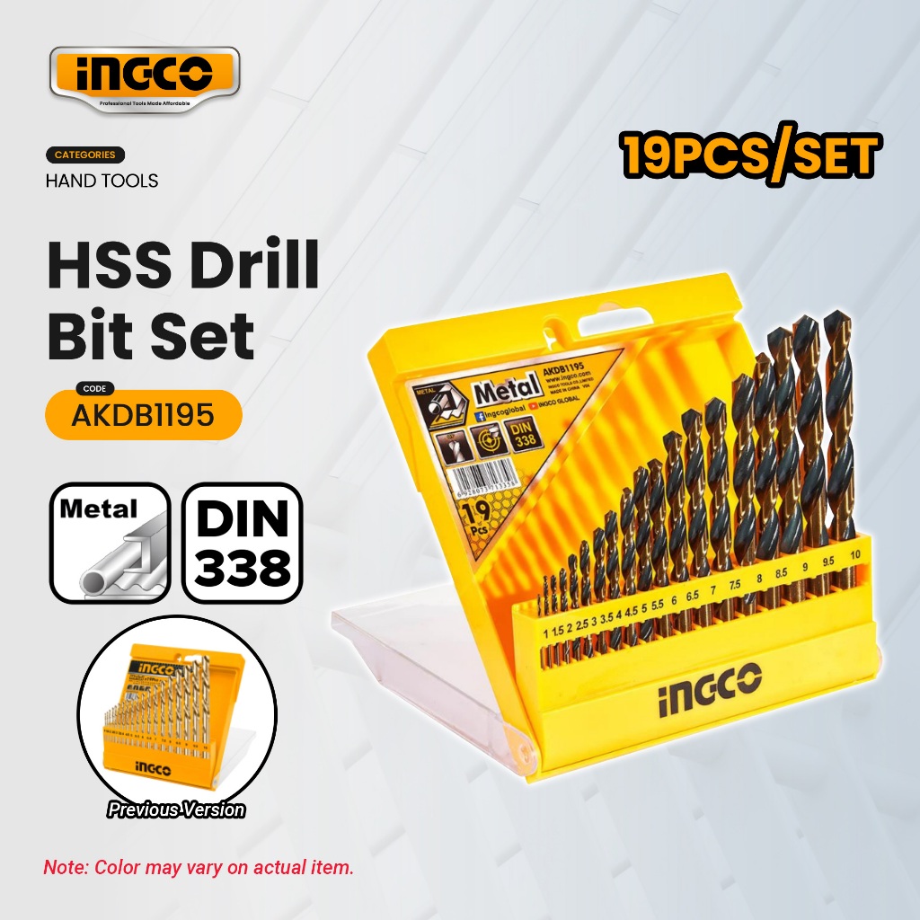 INGCO 19pcs Metal HSS Drill Bit SET 1-10mm AKDB1195 - IHT | Shopee ...